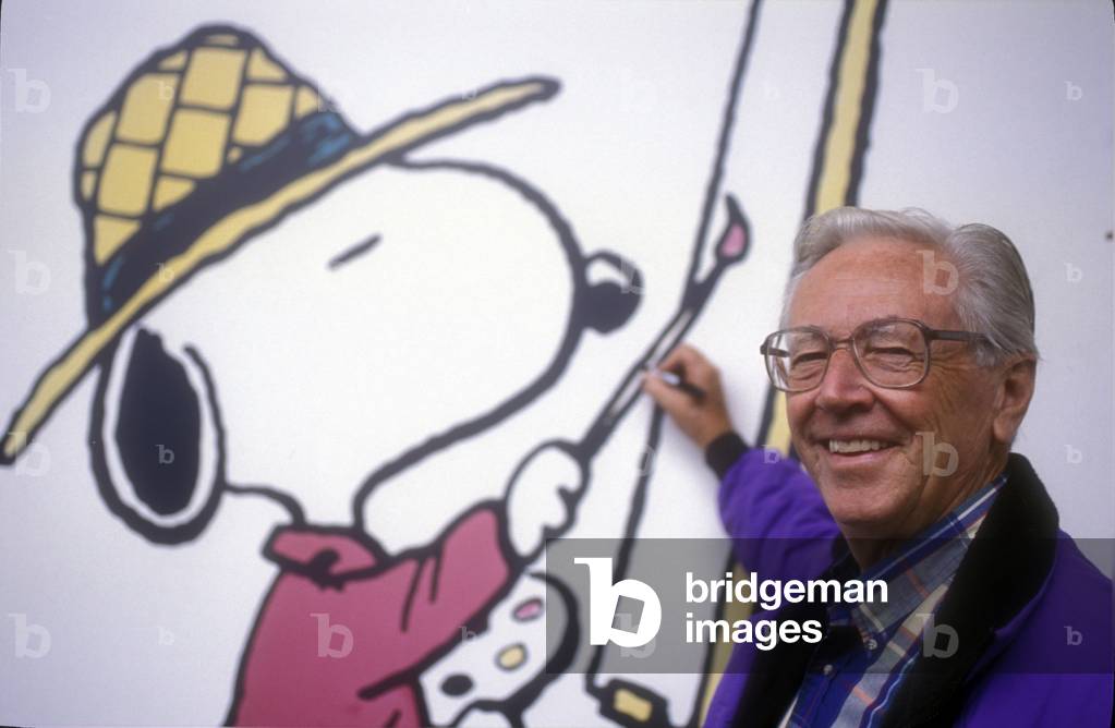 Image of Portrait of American cartoonist Charles Schulz, creator of the ...