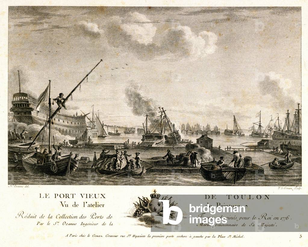 Image of The old port of Toulon (France) seen from the painting by ...