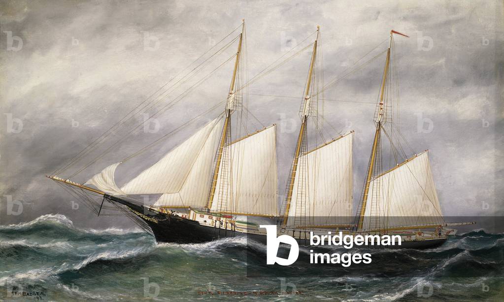 Image of The schooner 'Robert Ingle Carter', at full sail, launched in ...