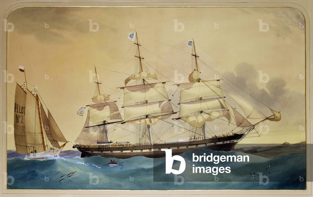 Image of The clipper sailboat 'Walmer Castle', 1200 tons. Lithograph ...