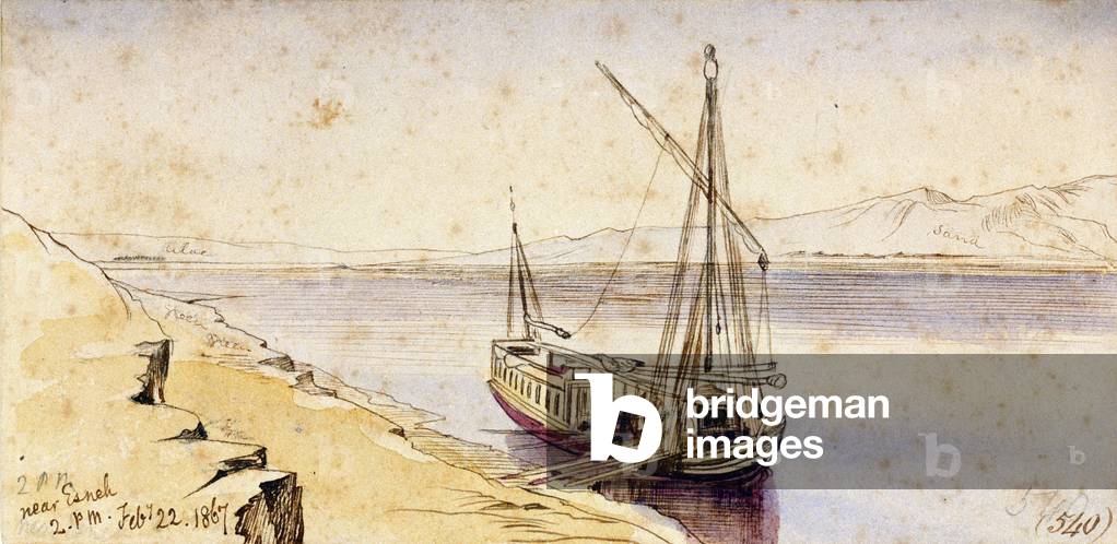 Image of A traditional Egyptian boat docking on a bank of the by Lear ...