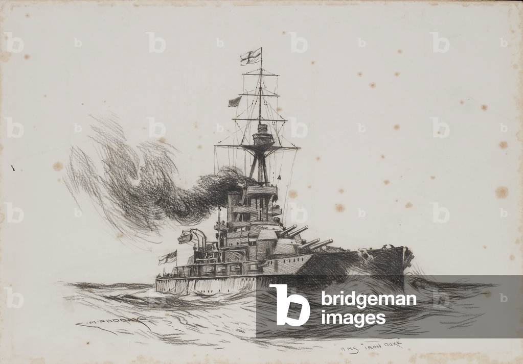 Image of The British ship Iron Duke. Drawing (25.5x36.8 cm) by Charles ...