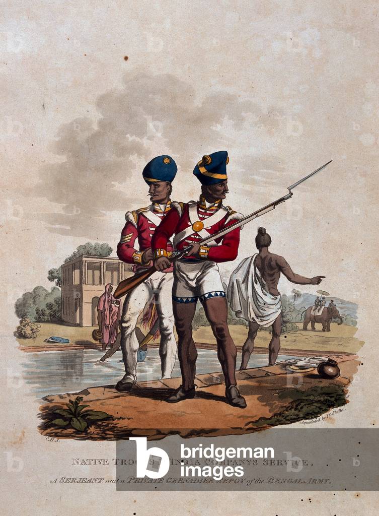 Image of Native Troops, East India Company's Service, A Sergeant and a ...