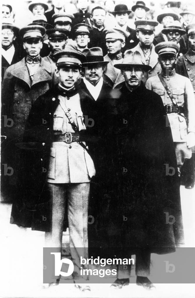 Image of Chiang Kai-Shek (1887-1975) and his generals (b/w photo) by ...