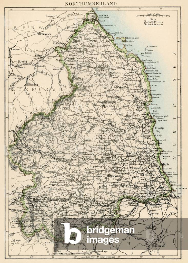 Image of Map of the Earl of Northumberland (England), circa 1870. 19th