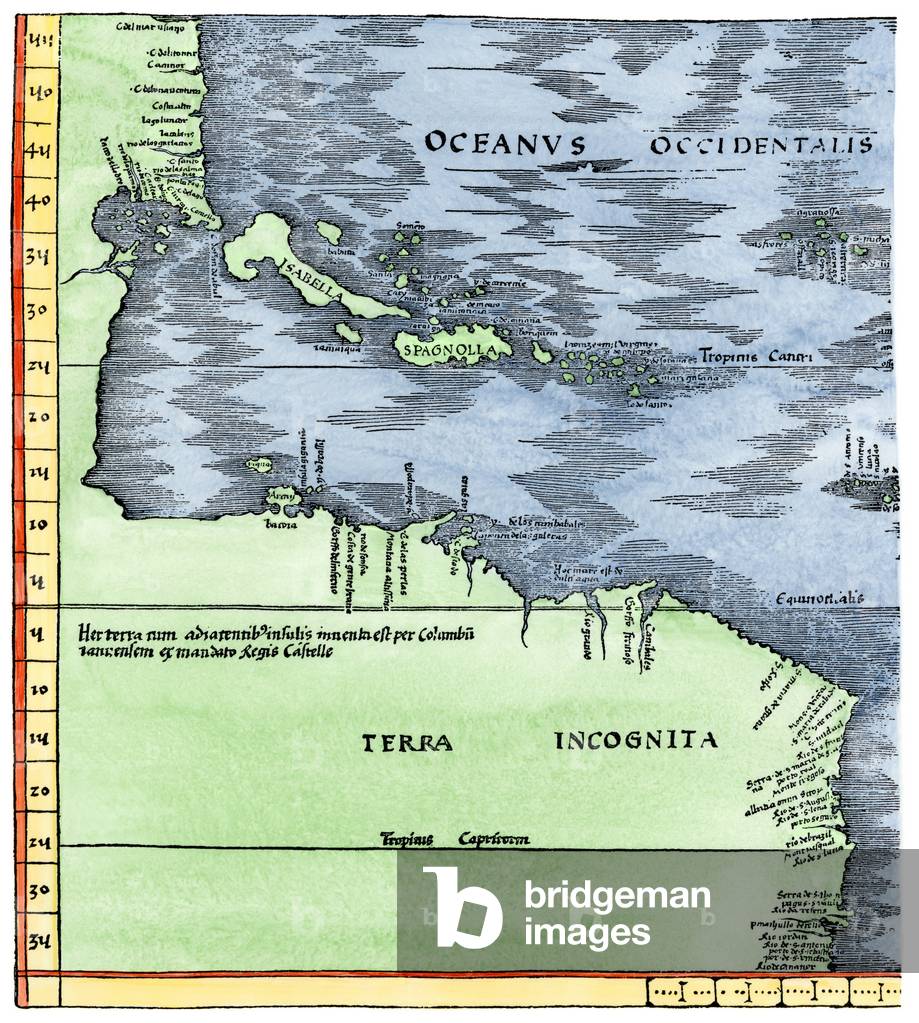 Image of Geographic map of the New World, 1513, admiral map of
