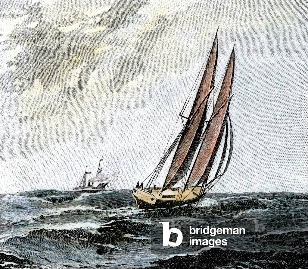 Image of American Civil War, 1861-1865: a blockade breaker avoiding a ...