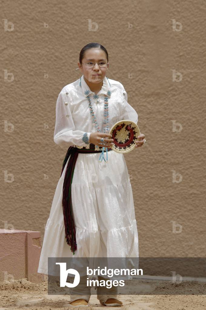 Image of Navajo Blue Eagle Dancer performing the Basket Dance at the