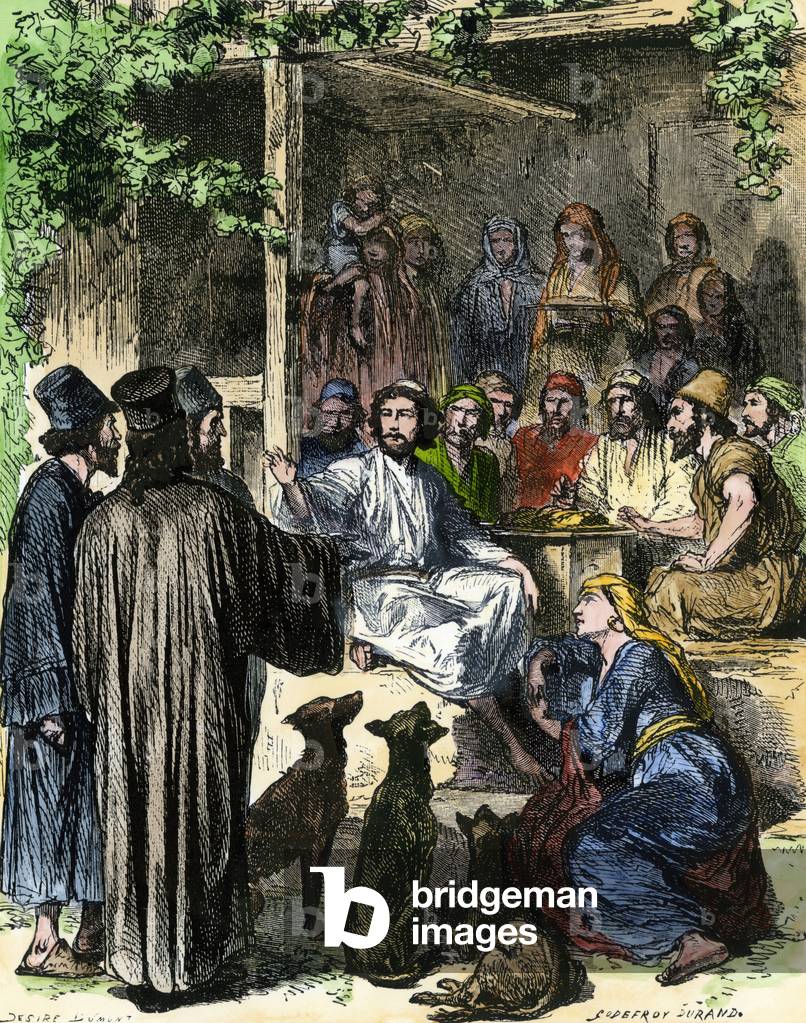 Image of Jesus eating with the sinners and tax collectors of Jerusalem.