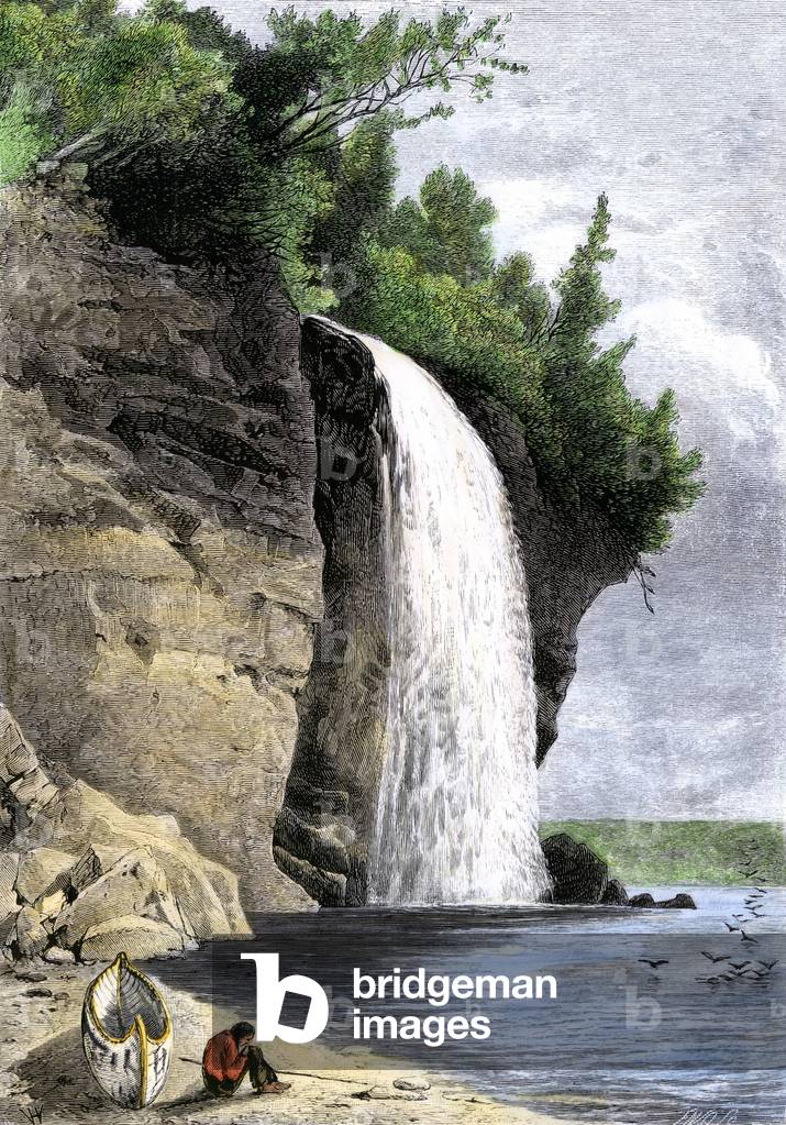 Image of History of Indigenous Peoples: American Indian with canoe near a