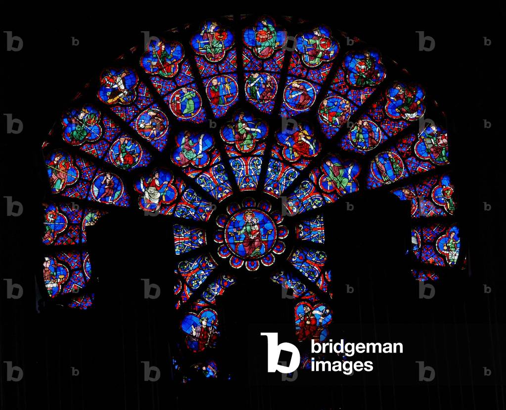 Image of The North Rose window depicting the signs of the zodiac, by ...