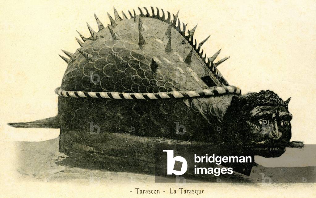 The Tarasque, fabulous animal of Tarascon. Postcard beginning 20th.