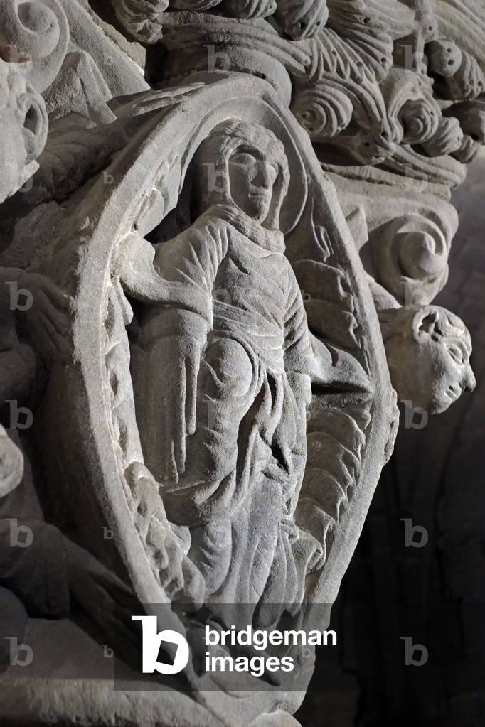 Image of Romanesque sculpture of the Master of Cabestany: stone capital ...