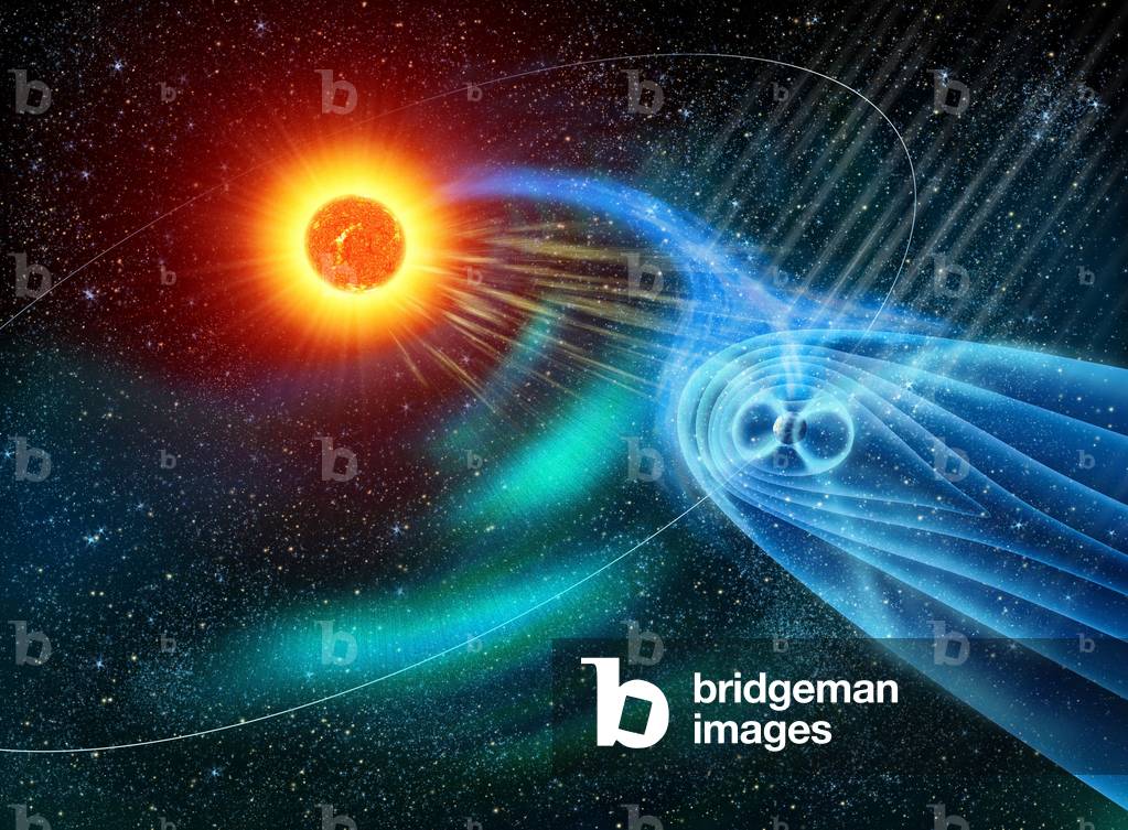 Image of Sun and Earth Magnetic Field - Illustration - Earth's ...