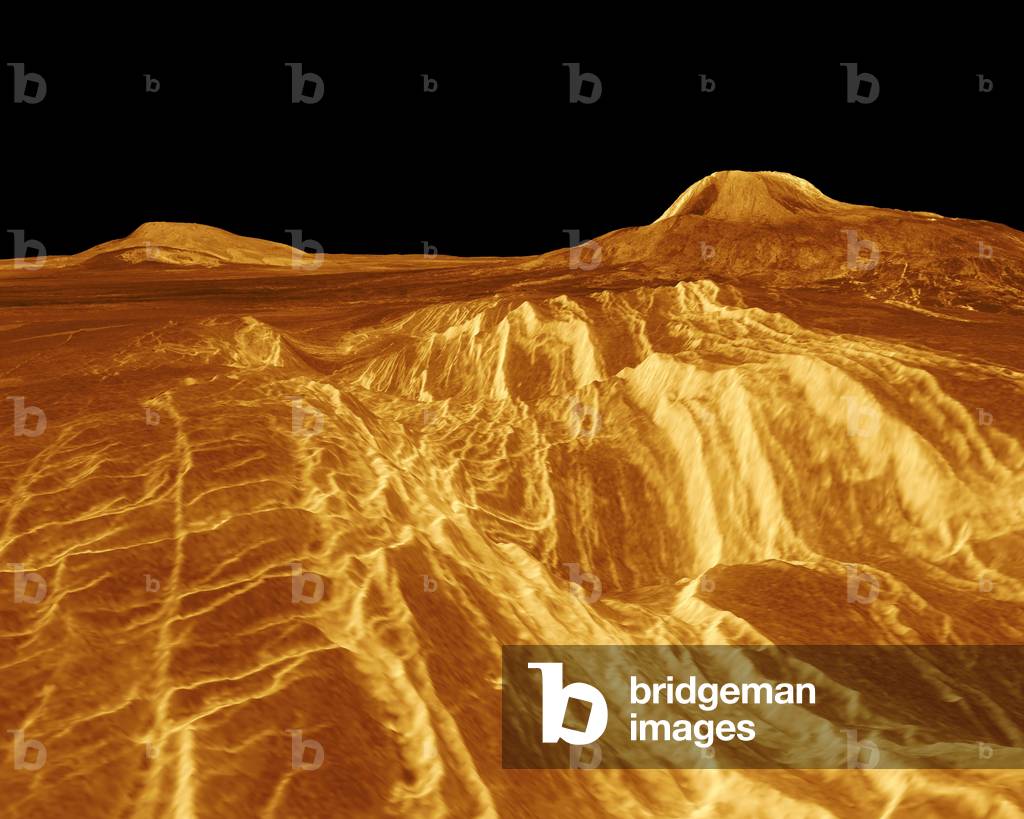 Image of Venus: volcanoes Gula Mons and Sif Mons seen by the