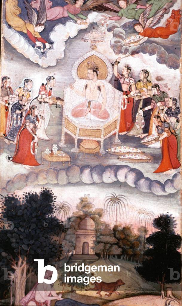 Image of Indra Enthroned in his Paradise (paint on paper) by Indian School