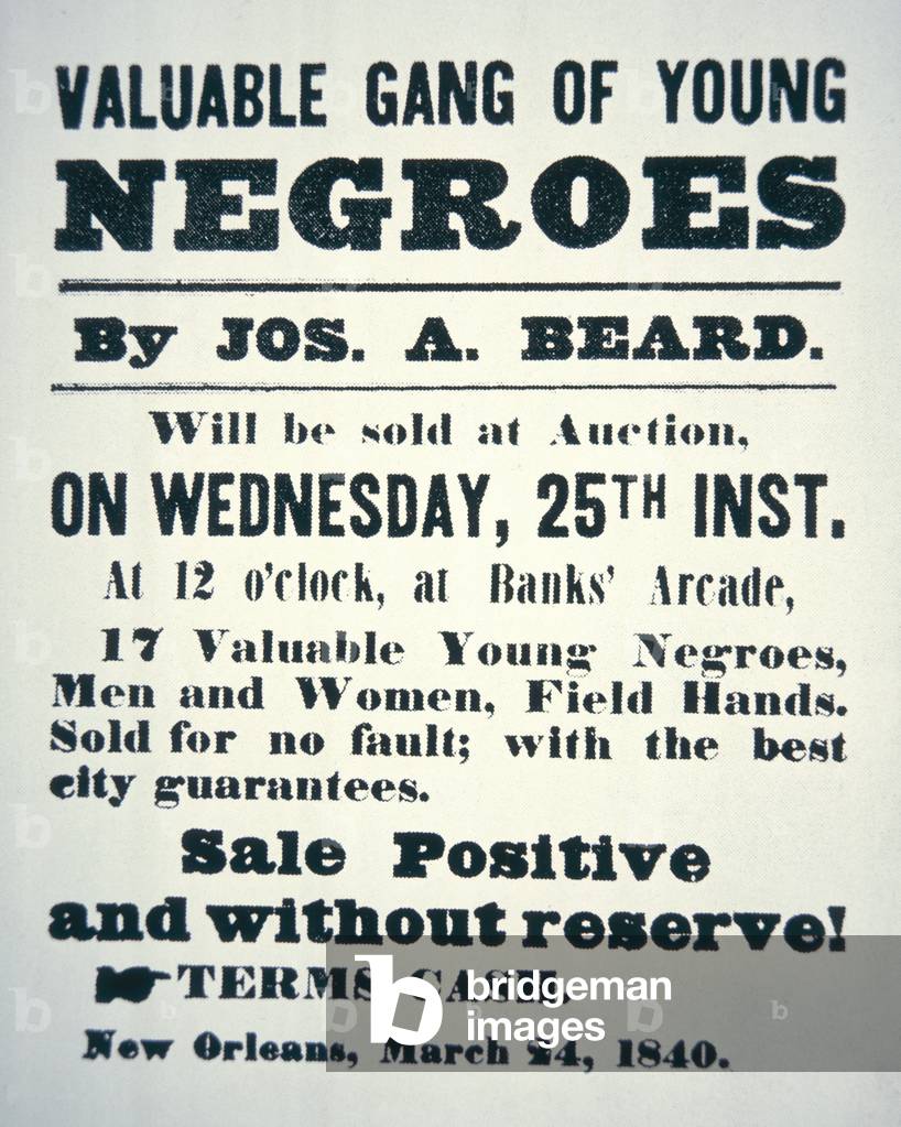Image of Poster for 'A Valuable Gang of Young Negroes', New Orleans, by ...