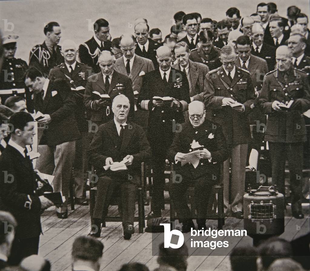 Image of Franklin D. Roosevelt und Winston Churchill nehmen an Bord des ...