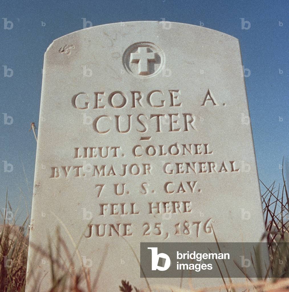 Image of The headstone of General George Armstrong Custer at Little Bighorn
