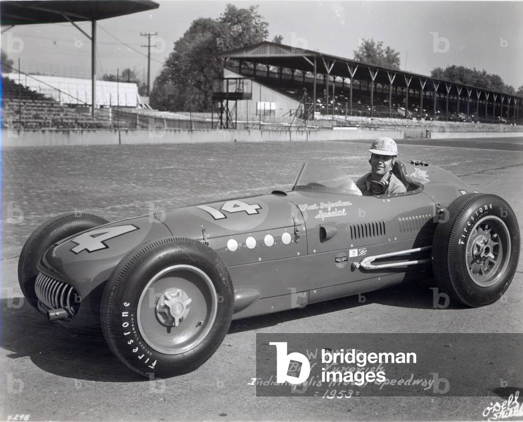 Image of Bill Vukovich, winner of the Indianapolis 500 Mile Race, 1953 ...