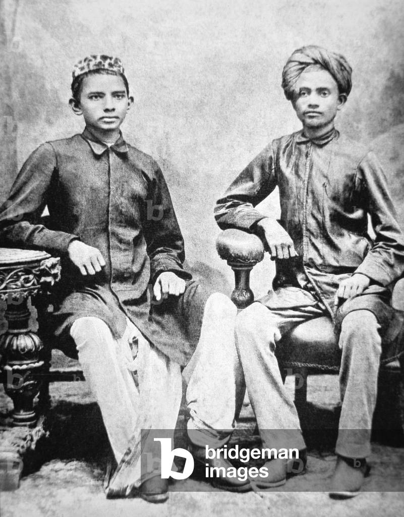 Mahatma Gandhi in Rajkot with school friend Sheikh Mehtab, Rajkot, 1883 ...