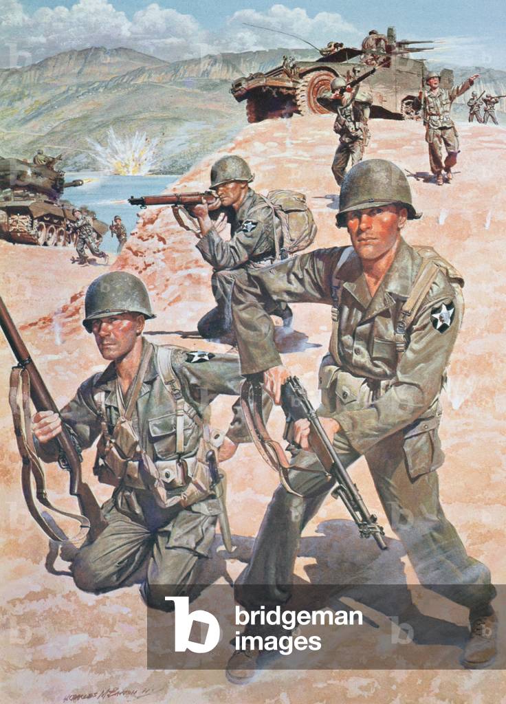 Image of The American Infantry of 1950 armed with M1 automatic rifles ...