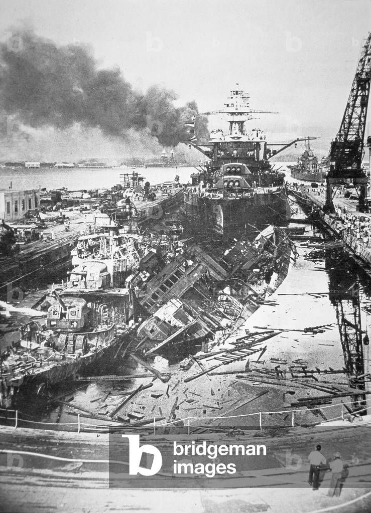 Image of Wreckage of USS Downes and USS Cassin, with USS Pennsylvania ...
