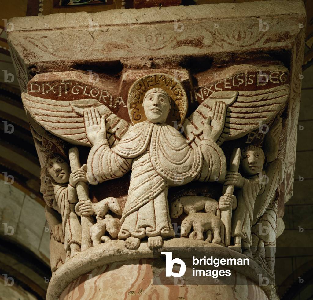 Image of Column capital depicting the archangel Gabriel (stone) by ...