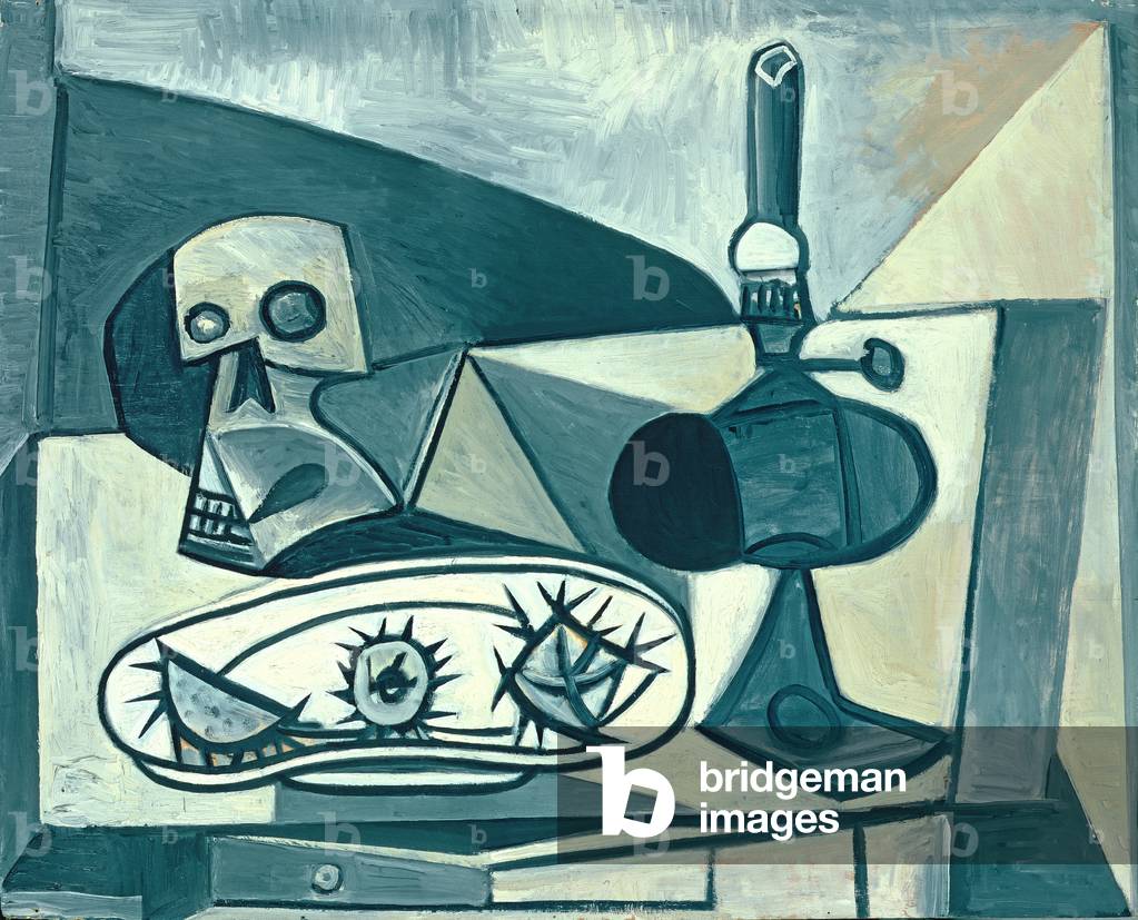 Image of Skull, Sea-Urchins and Lamp on a Table, 1946 (oil on by ...