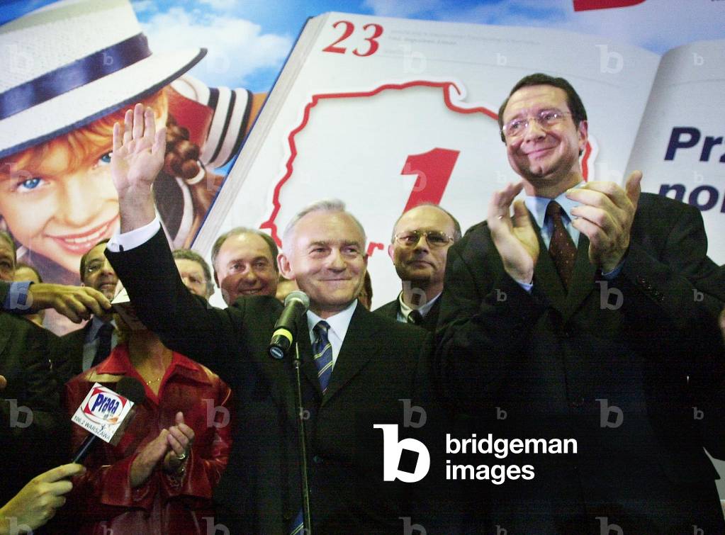 Image of LEFTIST'S LEADER LESZEK MILLER AND MAREK POL THE LABOUR UNION