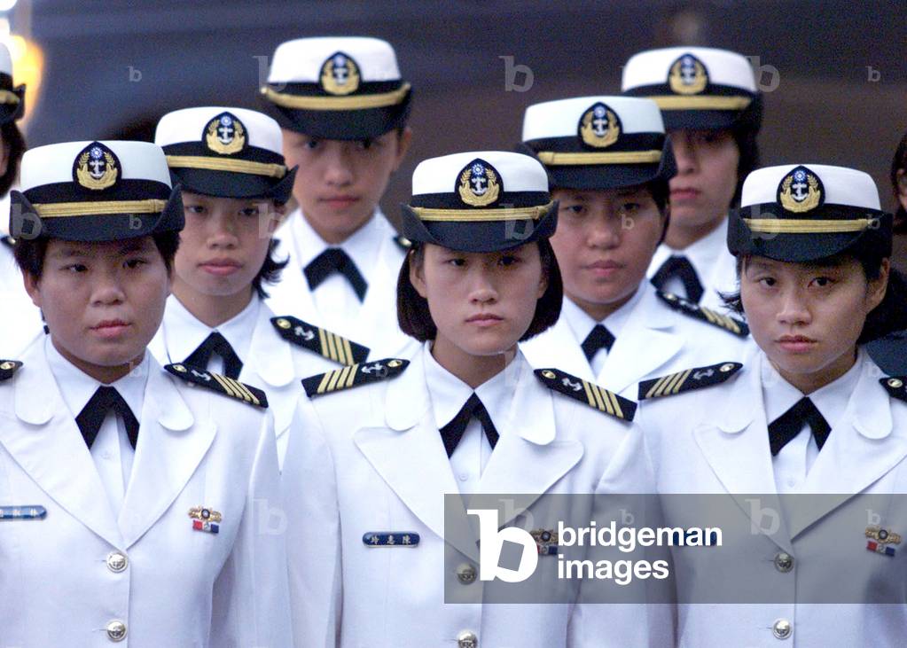 Image of Female graduates of Taiwan navy officer's academy pose for media