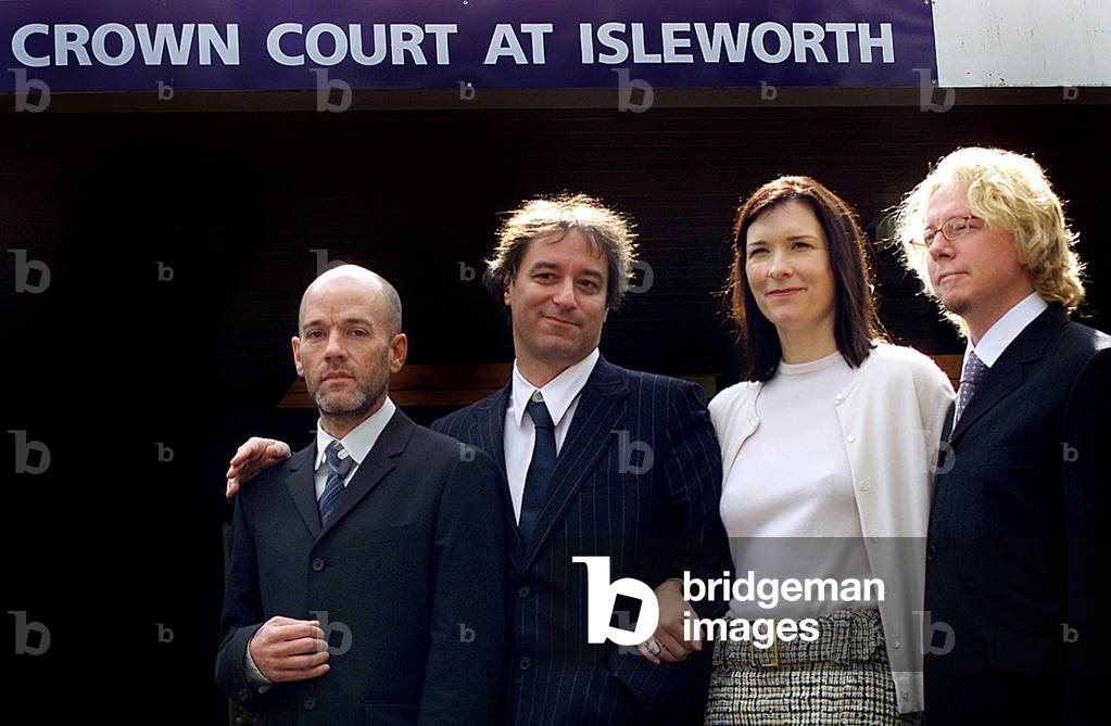 Image of Members of U.S. rock group REM (L-R) Michael Stipe, Peter