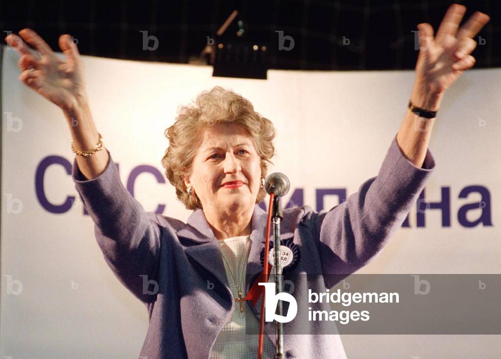 Image of FORMER PRESIDENT OF REPUBLIKA SRPSKA BILJANA PLAVSIC AT A RALLY