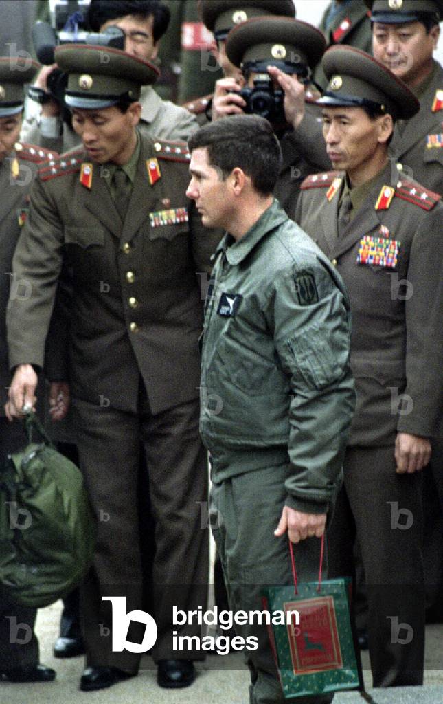 Image of Chief Warrant Officer Bobby Hall, surrounded by North Korean ...