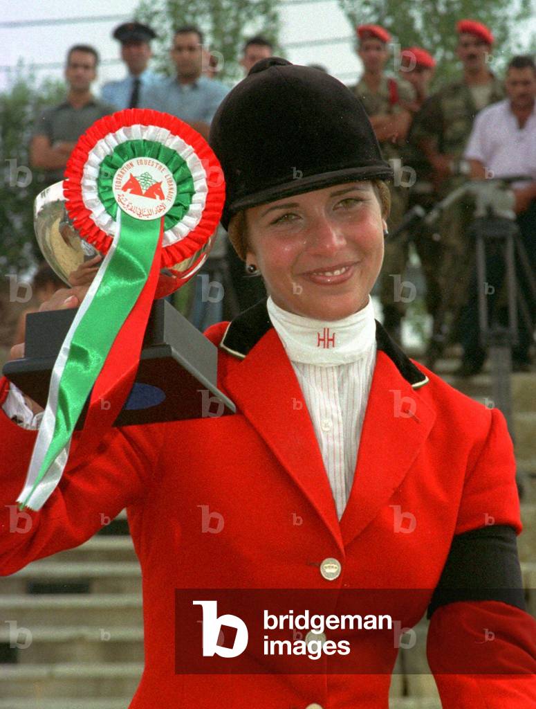 Image of JORDANIAN PRINCESS HAYA AL-HUSSEIN LIFTS A SECOND-PLACE TROPHY ...