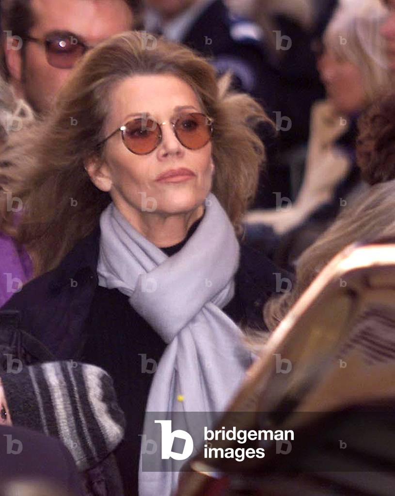 Image of American Actress Jane Fonda attends the funeral of french film