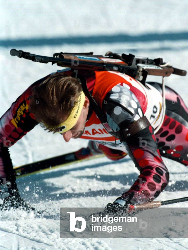 Image of Exhausted Frank Luck of Germany falls down after he