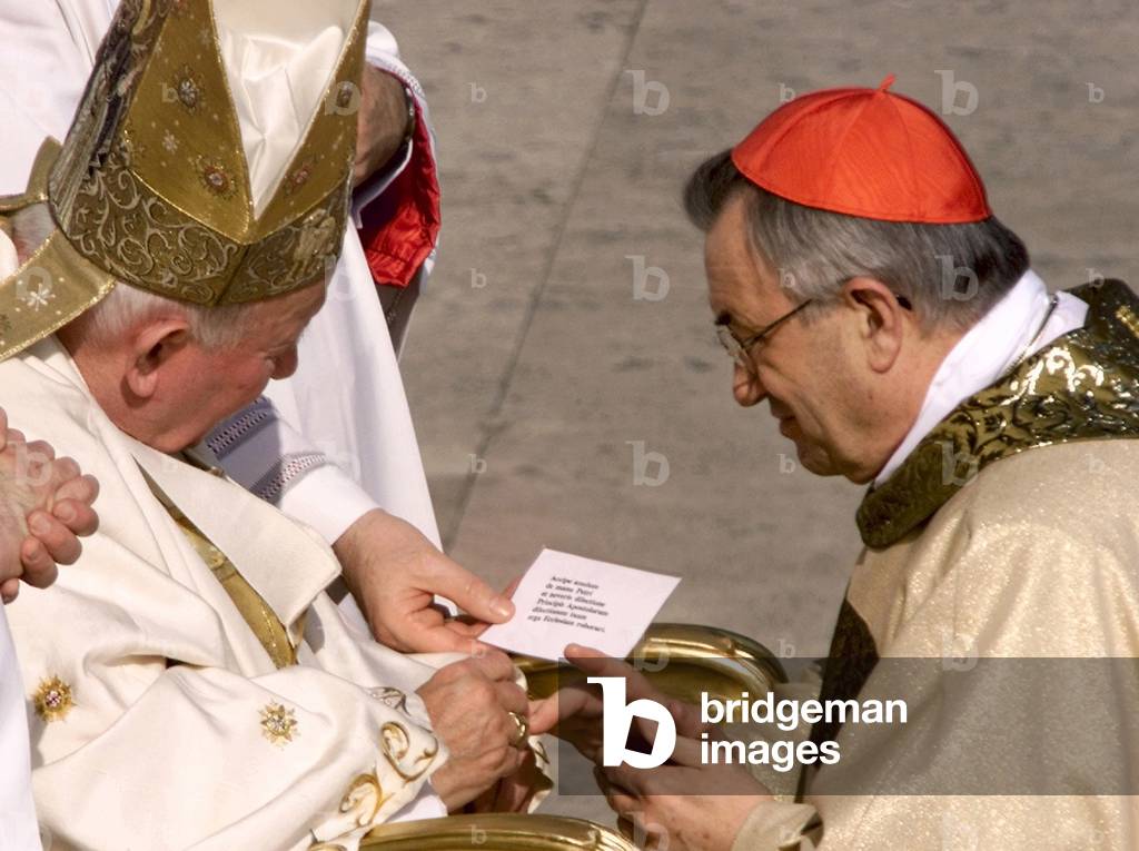 Image of Pope John Paul II gives the ring of office to