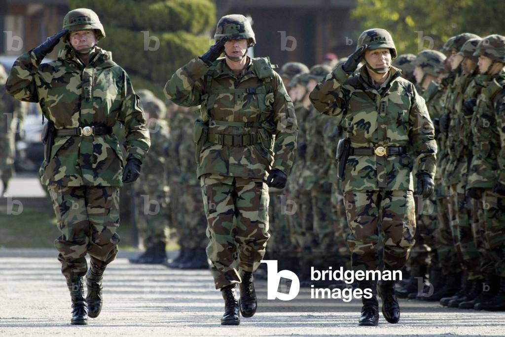 Image of U.S ARMY GENERAL ZANINI AND CAMPBELL INSPECT TROOPS DURING A