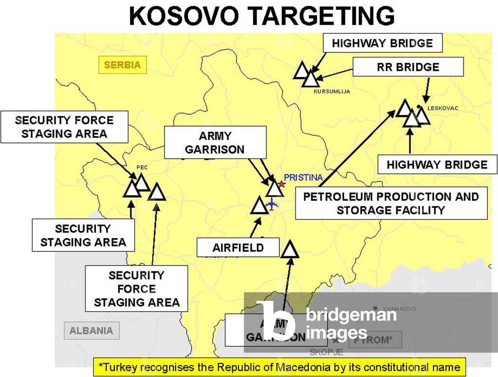 Image of MAP RELEASED BY NATO SHOWS TARGETS HIT BY NATO AIR