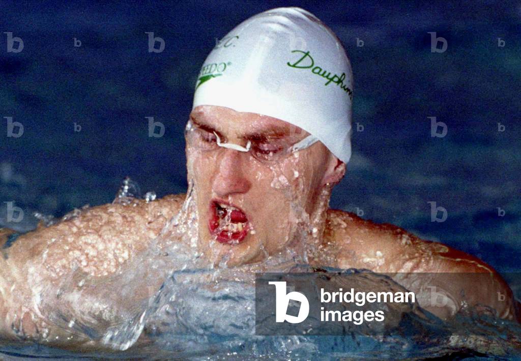 Image of French swimmer Vladimir Latocha see in action during the100M ...