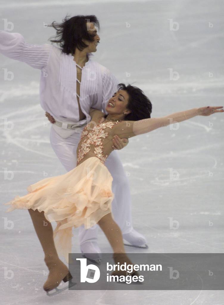 Image of IRINA LOBACHEVA AND ILIA AVERBUKH PERFORM DURING THE FIRST COMPULSORY