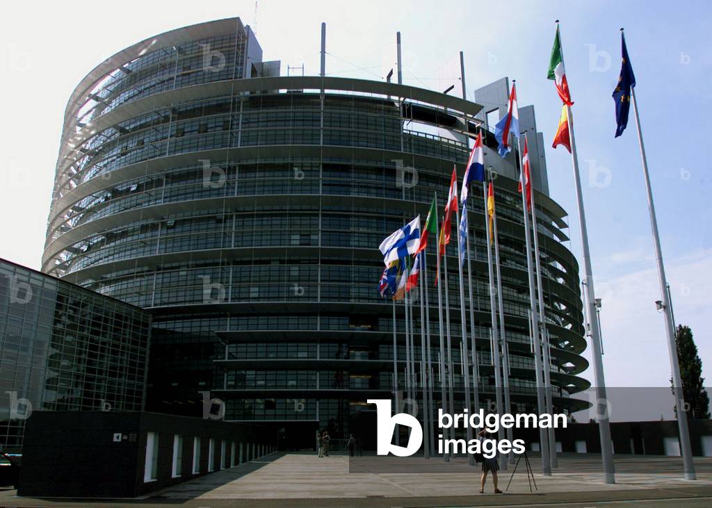 Image of View of the new building of the European Parliament, designed ...