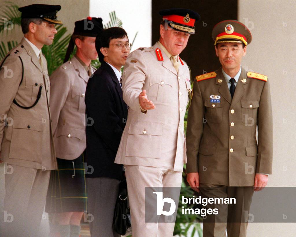 Image of British Forces Commander Major-General Bryan Dutton points the ...