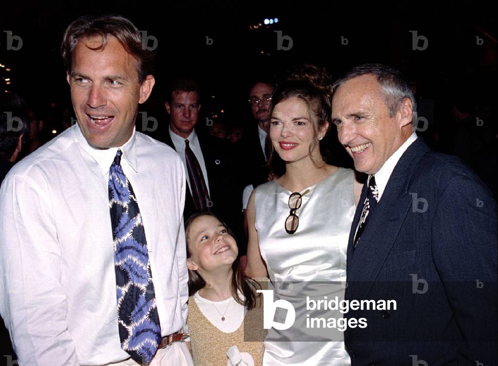 Image of The cast of the new film "Waterworld" pose together at