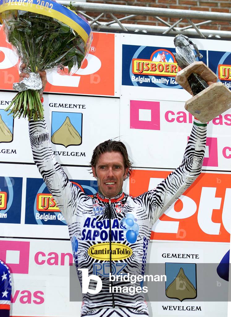 Image of ITALIAN MARIO CIPOLLINI CELEBRATES AT THE END OF THE GHENT