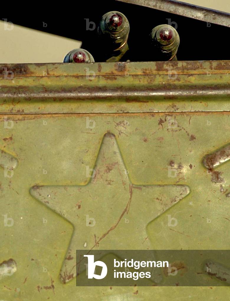 Image of Live ammunition is seen in a box of a dismantled