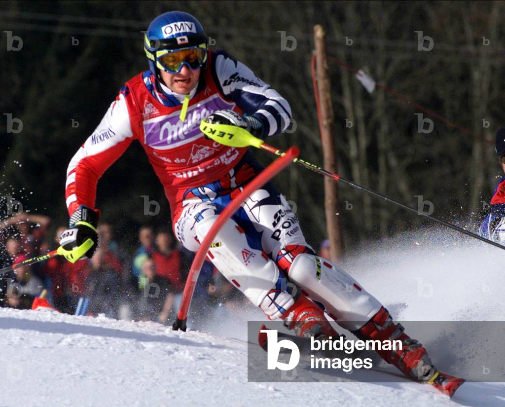 Image of THOMAS STANGASSINGER OF AUSTRIA IN ACTION IN THE SLALOM IN