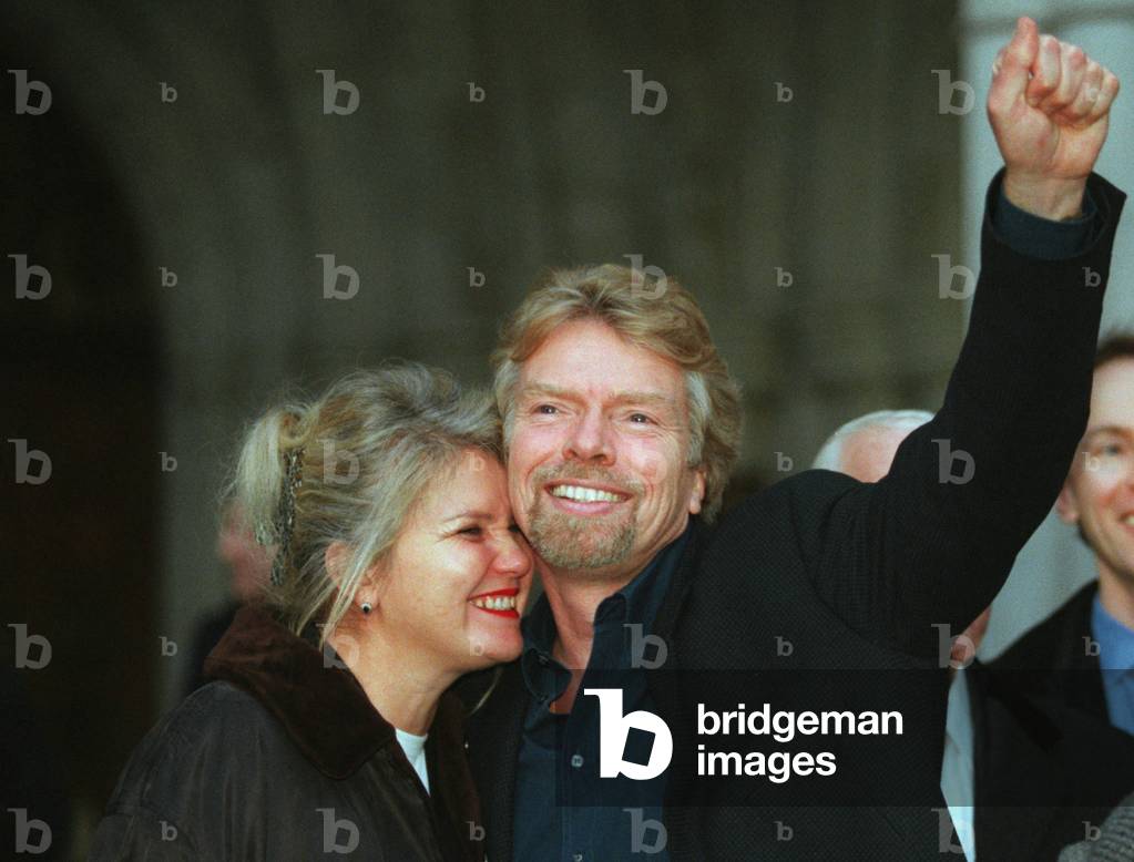 Image of British tycoon Richard Branson celebrates with his wife Joan after
