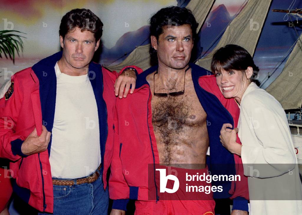 Image of Stars of the hit TV series "Baywatch" Alexandra Paul (R)